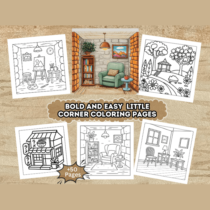 Bold and Easy Little Corner Coloring Pages - Digital Download ...